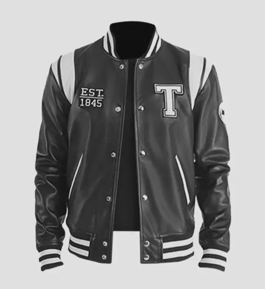 Men's Texas Black Leather Varsity Jacket - Etsy