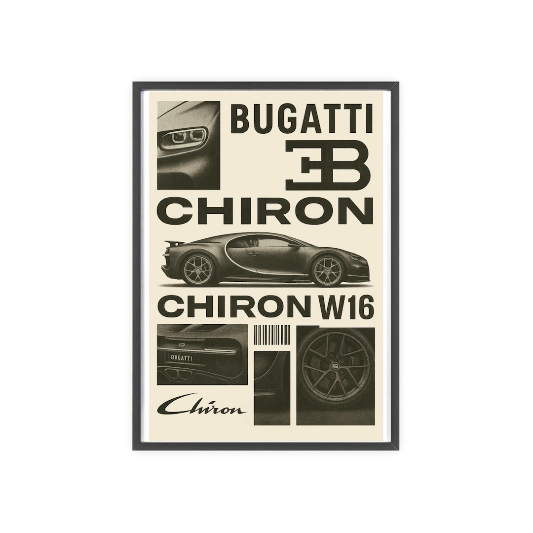 Bugatti Chiron Framed Poster: Car Enthusiast Wall Art Decor - Etsy