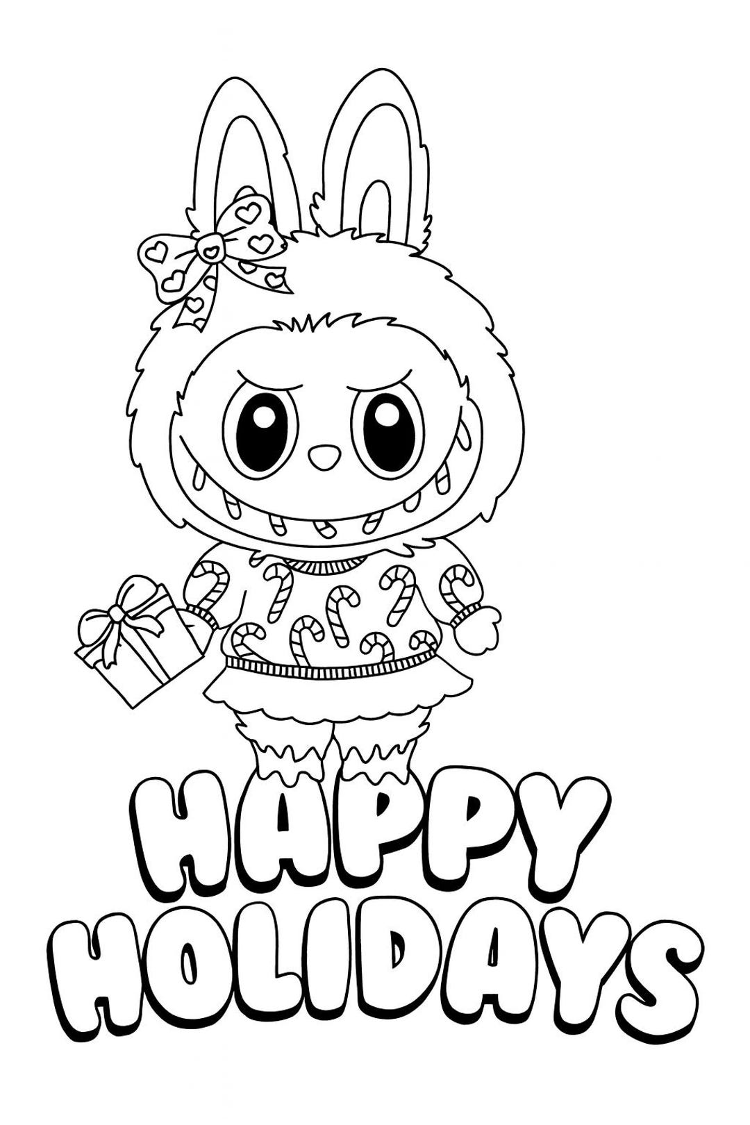 Happy Holidays Bubu Coloring Sheet! - Etsy