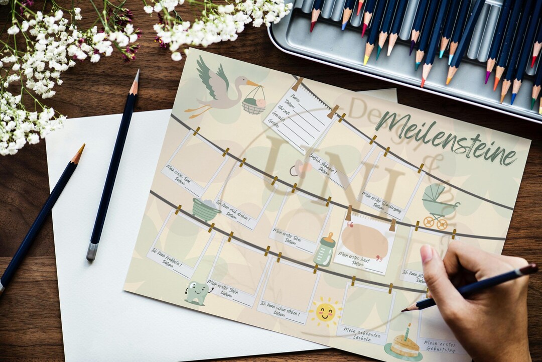 Baby Milestone Poster Card Chalkboard – Fill in & Label Gift for Birth ...