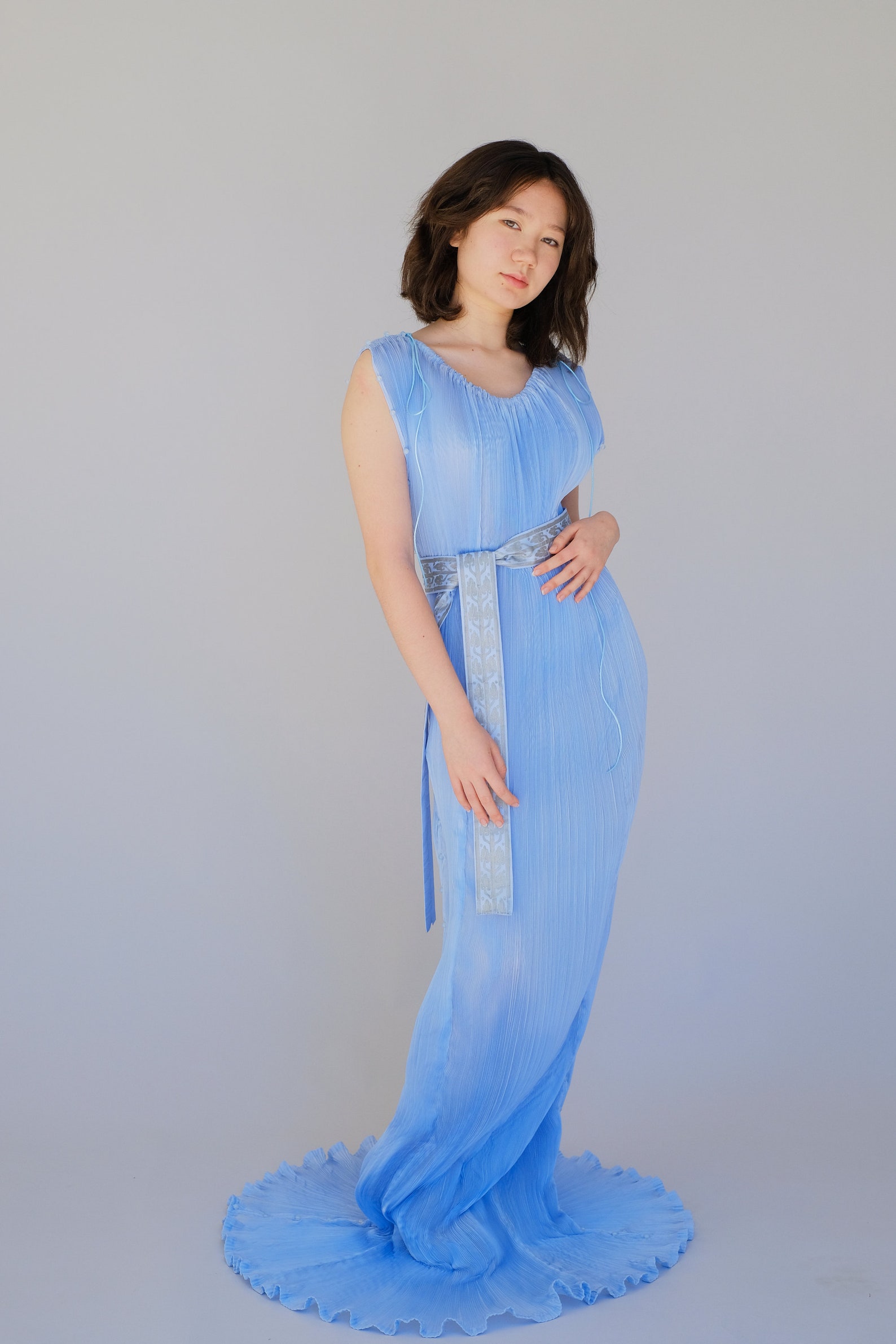 Fortuny Inspired Pleated Gown Light Blue - Etsy