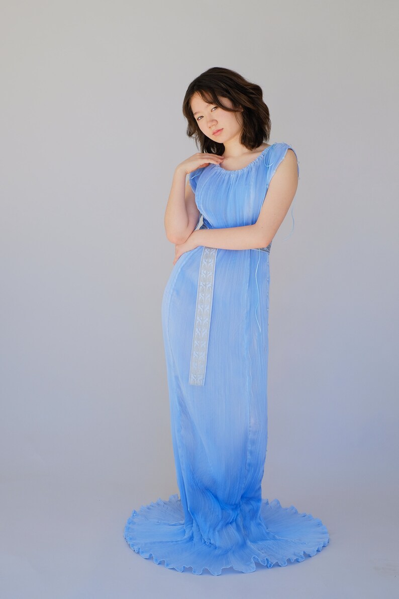 Fortuny Inspired Pleated Gown Light Blue - Etsy