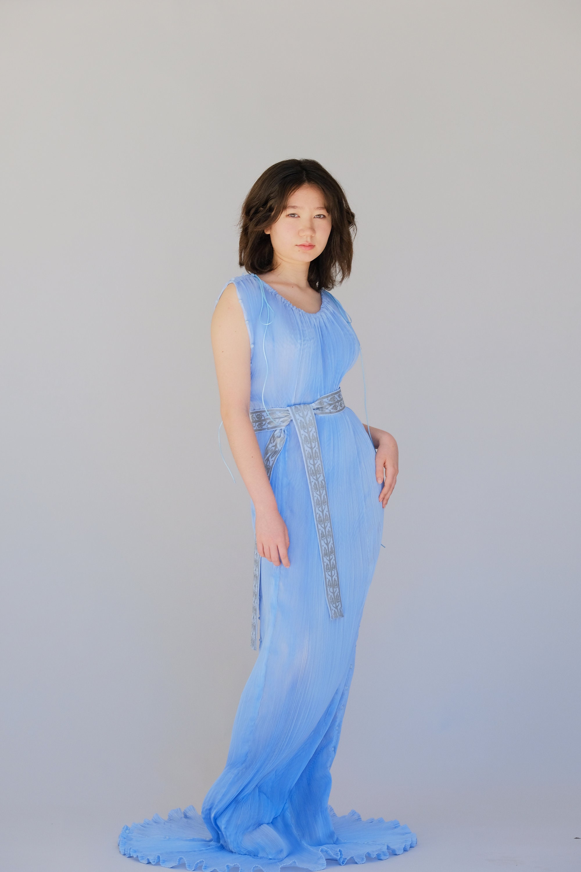 Fortuny Inspired Pleated Gown Light Blue - Etsy