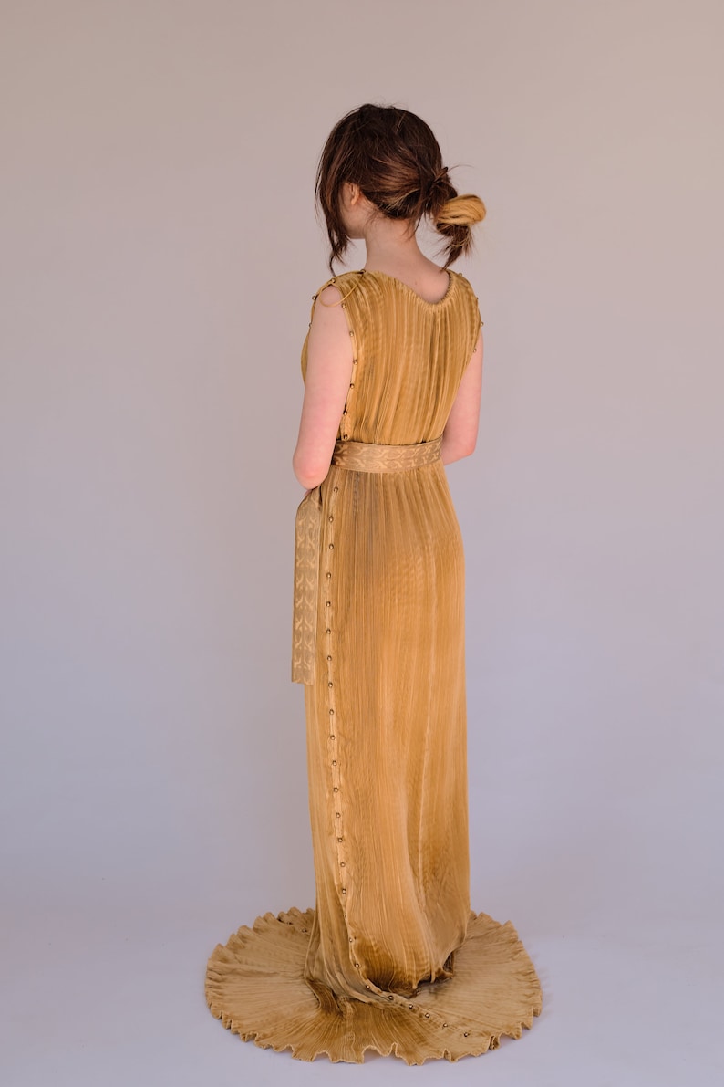 Fortuny Inspired Pleated Gold Silk Gown - Etsy