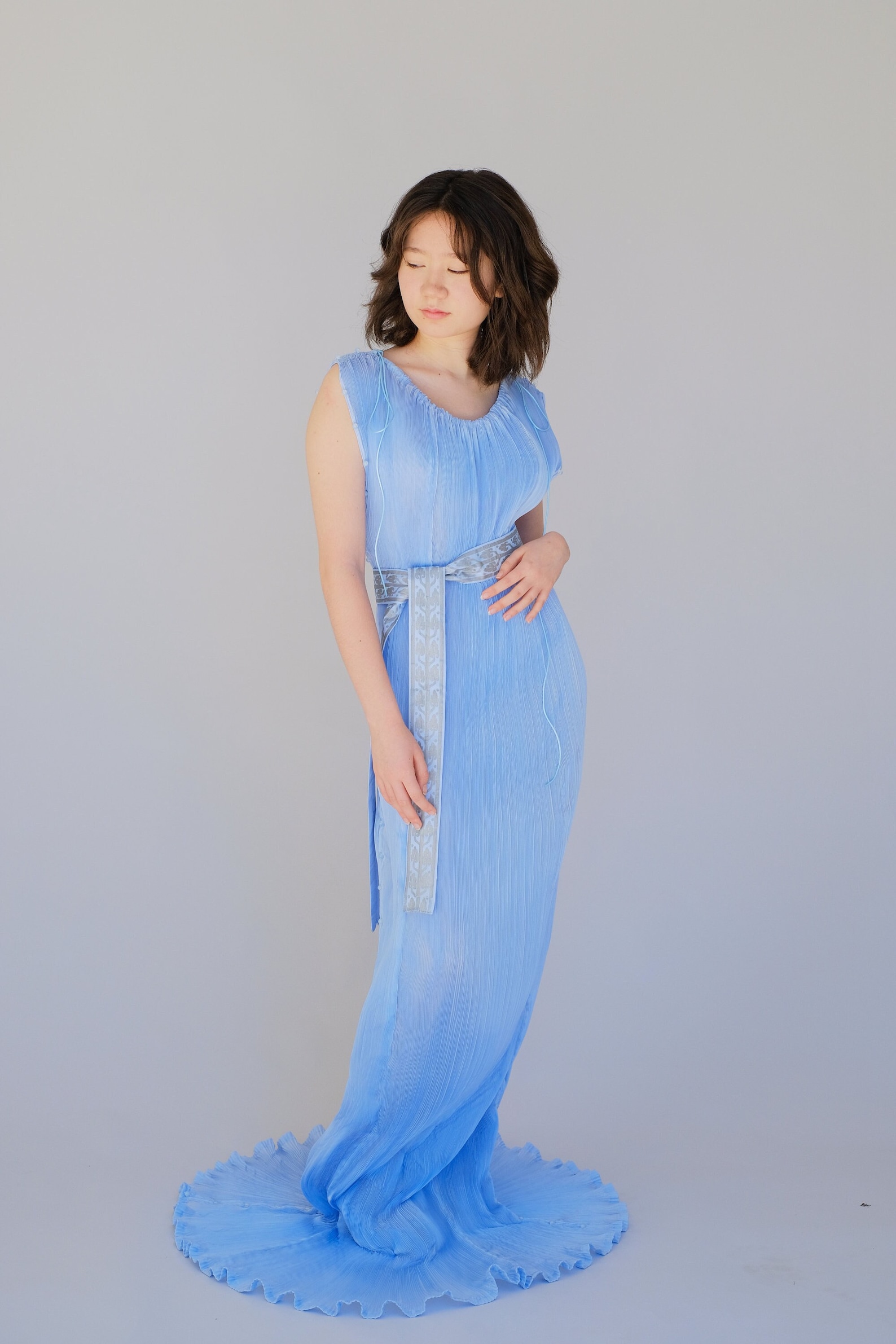 Fortuny Inspired Pleated Gown Light Blue - Etsy