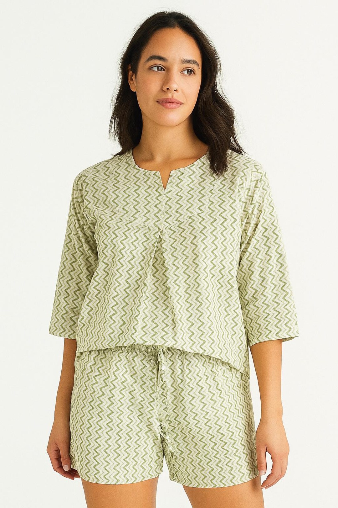 Soft Serenity Loungewear Set in Olive Pattern - Etsy