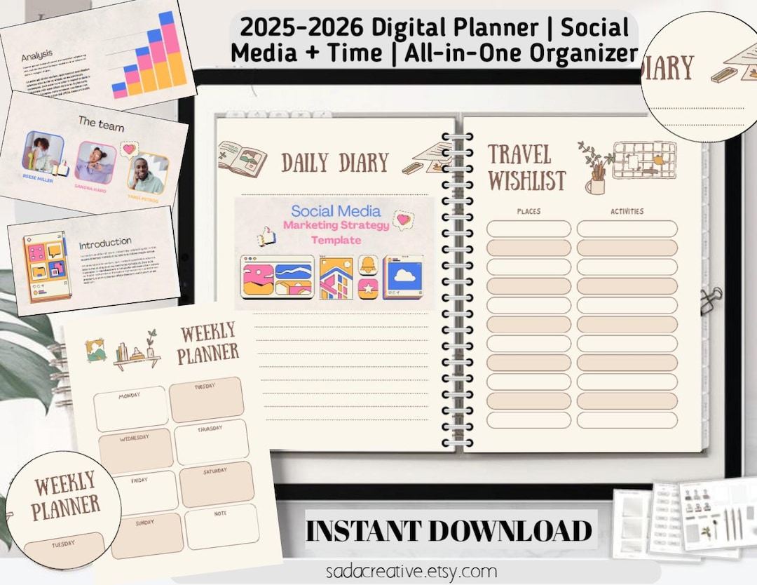 Digital Planner 2025-2026 | All-in-one Social Media & Time Organizer ...
