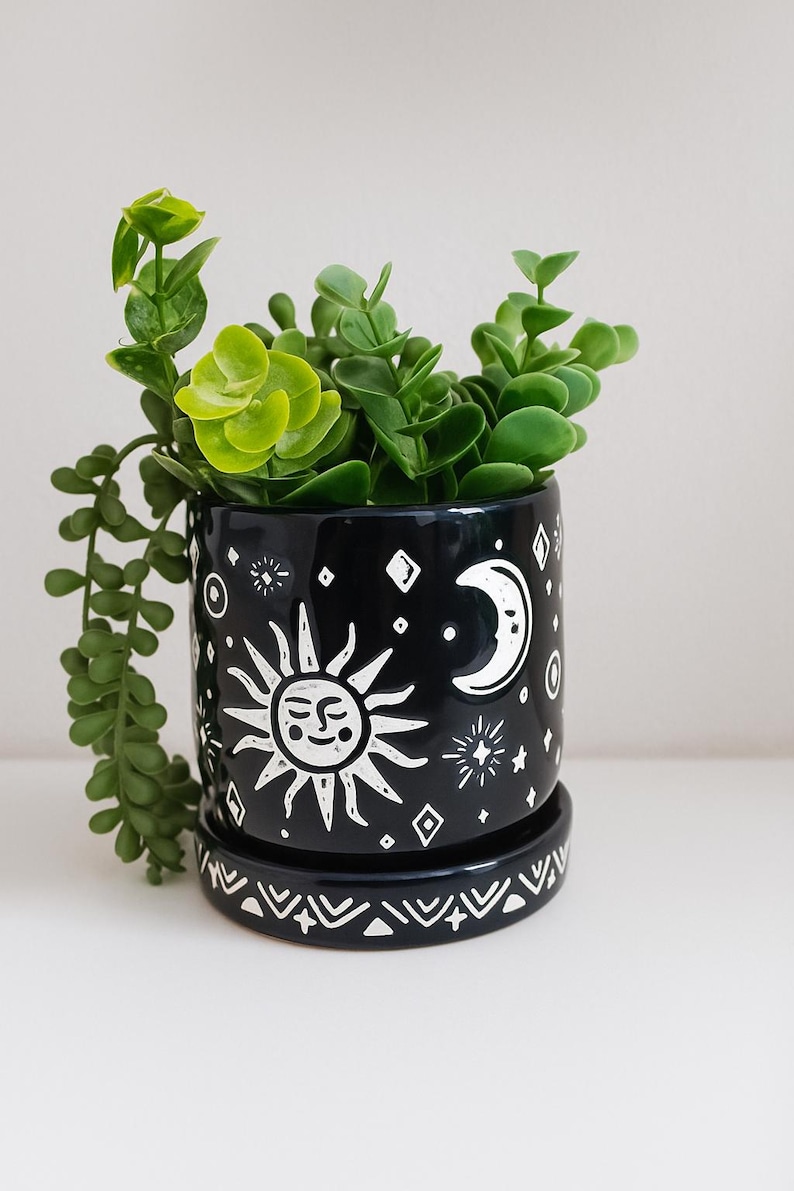 Midnight Moon Ceramic Planter Pot | Starts & Moon Pot | Mother's Day ...