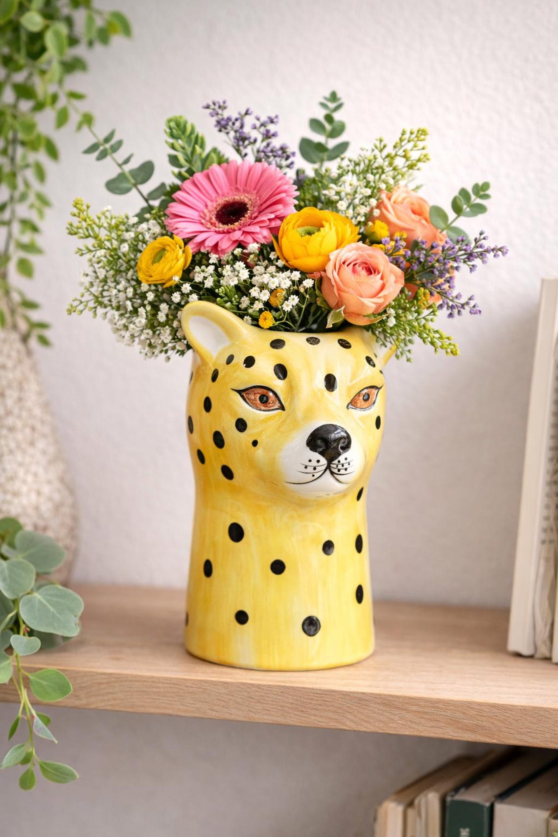 Leopard Face Ceramic Vase | Cute Animal Vase | Safari Nursery Decor ...