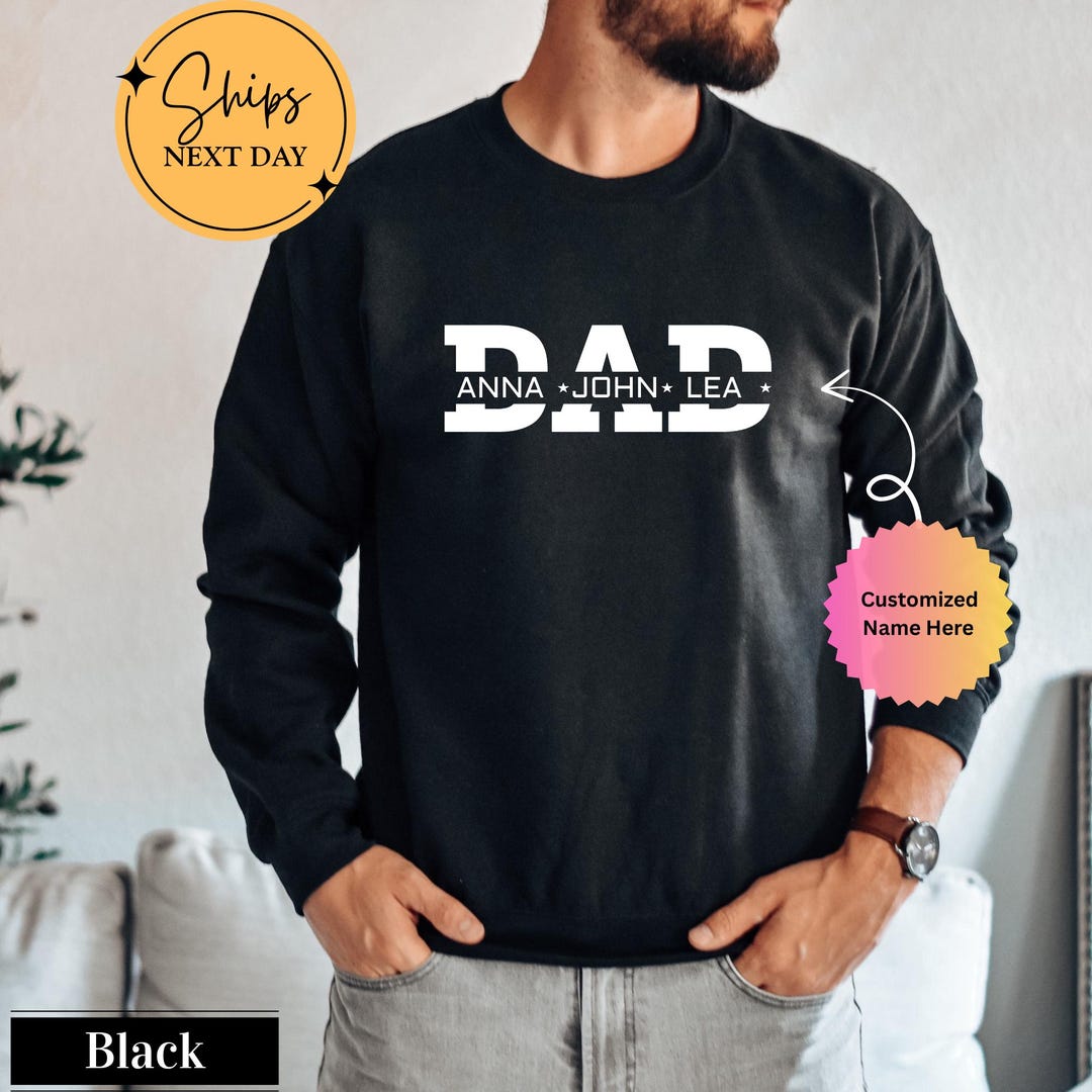 Personalized Dad Hoodie With Kids Names, Custom Daddy Birthday Gift ...