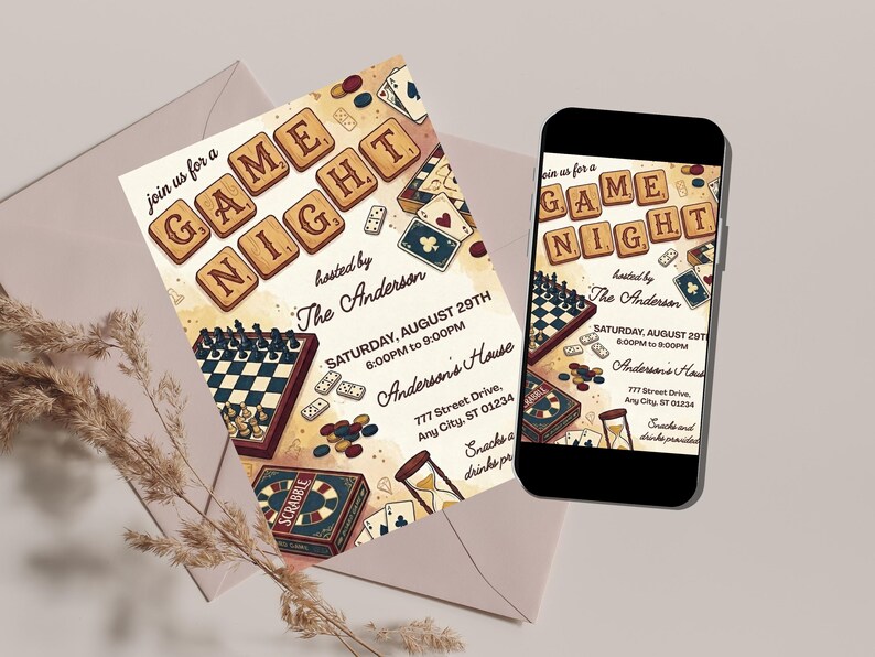 Game Night Invitation, Family Game Night Party Invite, Editable Canva ...