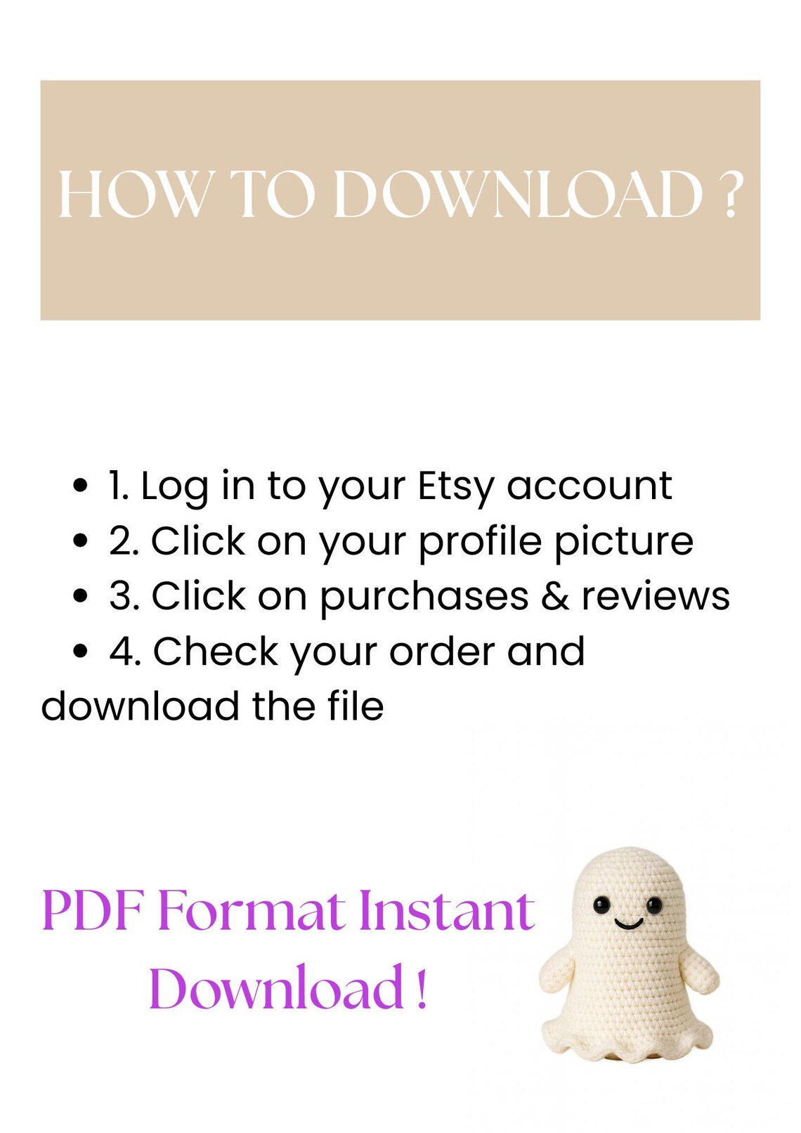 Ghost Amigurumi Crochet Pattern PDF Halloween Decor Cute Plush Toy ...