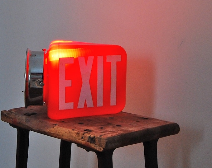 Vintage Art Deco Ruby Red Glass Exit Light - Etsy