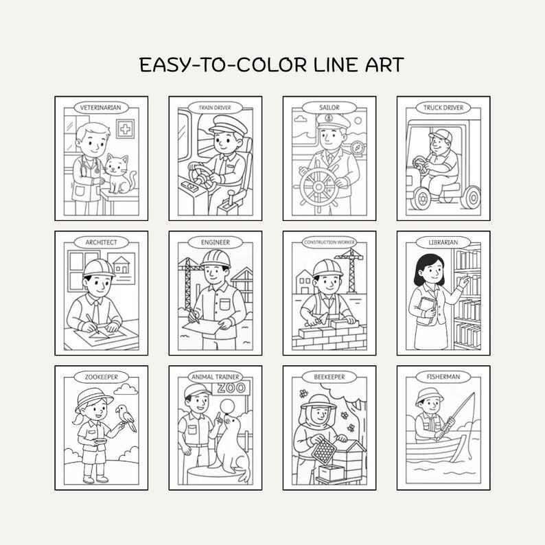 Easy Coloring Pages for Kids (ages 5–7) | Professions Volume 2 | Bold ...