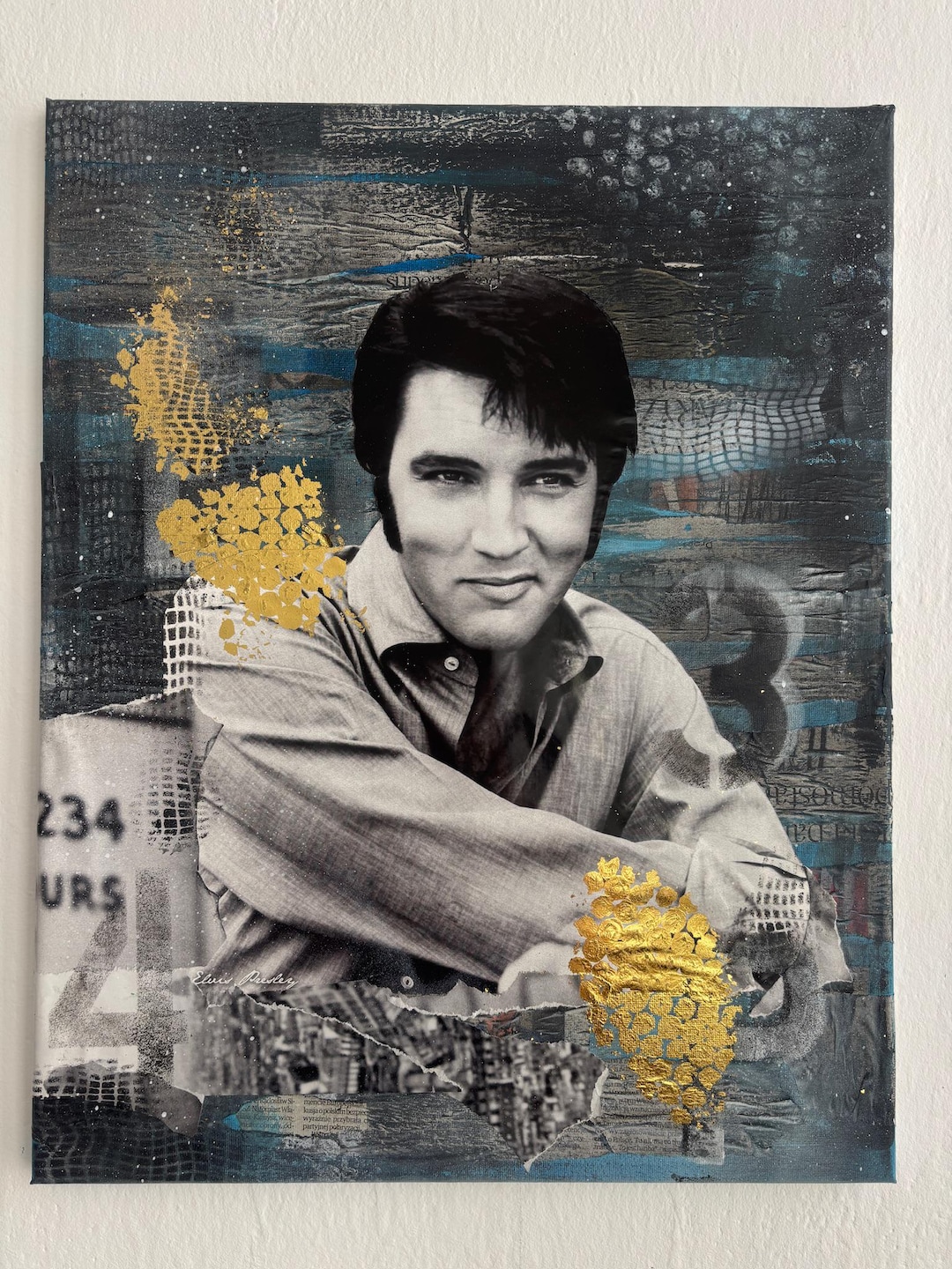 Elvis Presley - Hollywood Icon, Paper Collage, Handmade Mixed Media Art ...