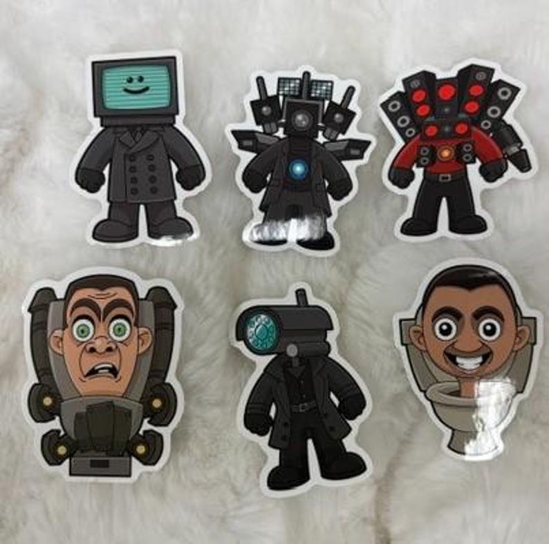 Skibidi Toilet Stickers: 6-piece Waterproof Meme Stickers - Etsy