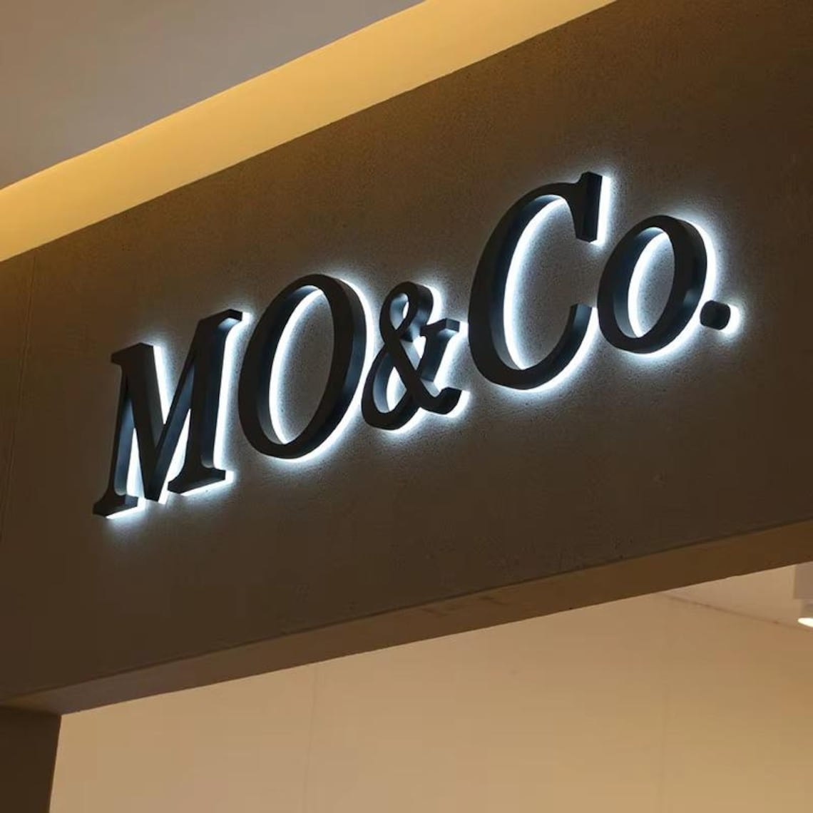 Custom 3D Metal Backlit Business Logo Sign, Illuminated Outdoor Signage ...