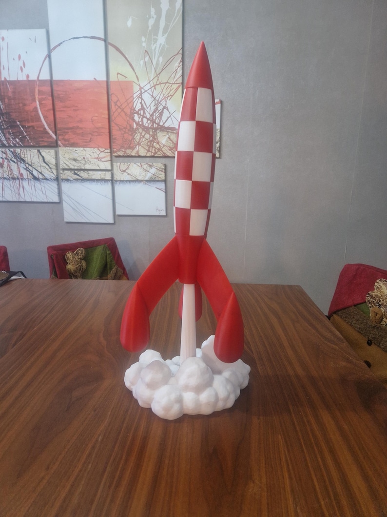 Tintin Rocket, 60 Cm Tall, With Base, "takeoff Smoke" - Etsy