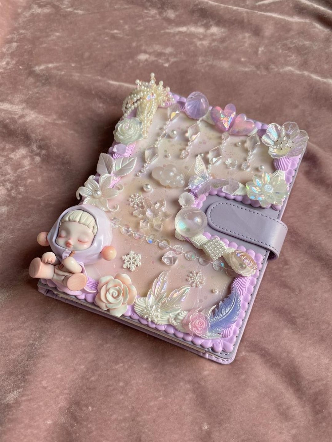 A5 Binder Refillable Notebook (skull Panda)/decoden Cream/diy Handmade ...