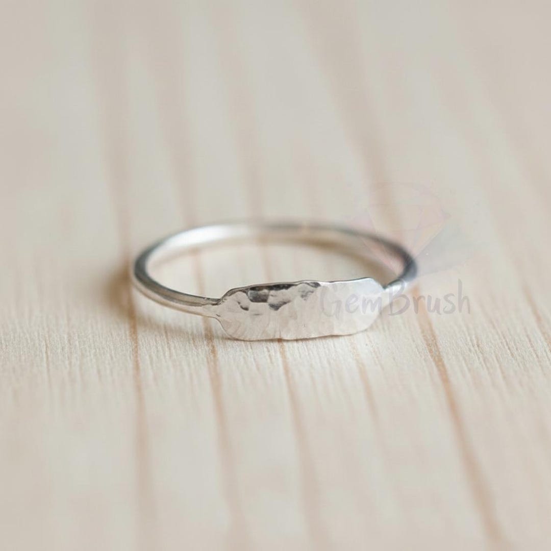 Hammered Silver Bar Ring for Women | 925 Sterling Silver Stacking Ring ...