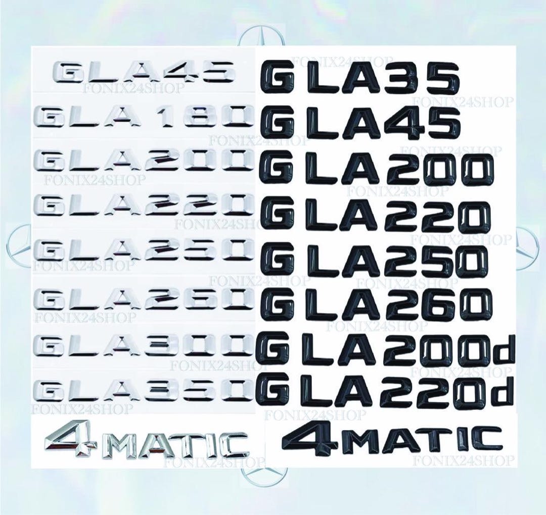 Mercedes Gla-class 3D Style Car Emblem Letters & Numbers Chrome or ...