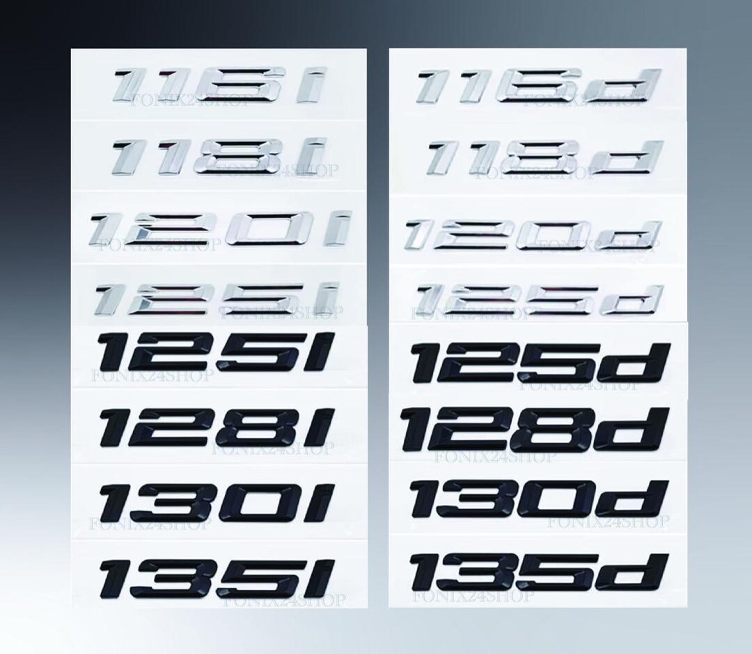 BMW 1 Series Letters 3D Style Car Emblem & Numbers Chrome/black Logo ...