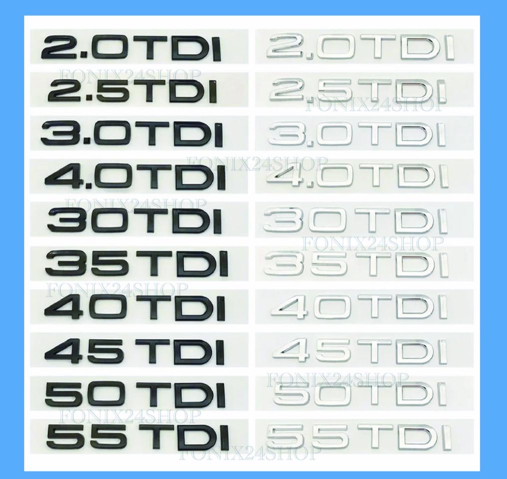 AUDI TDI Letters 3D Style Car Emblem & Numbers Chrome or Black Logo 1 ...