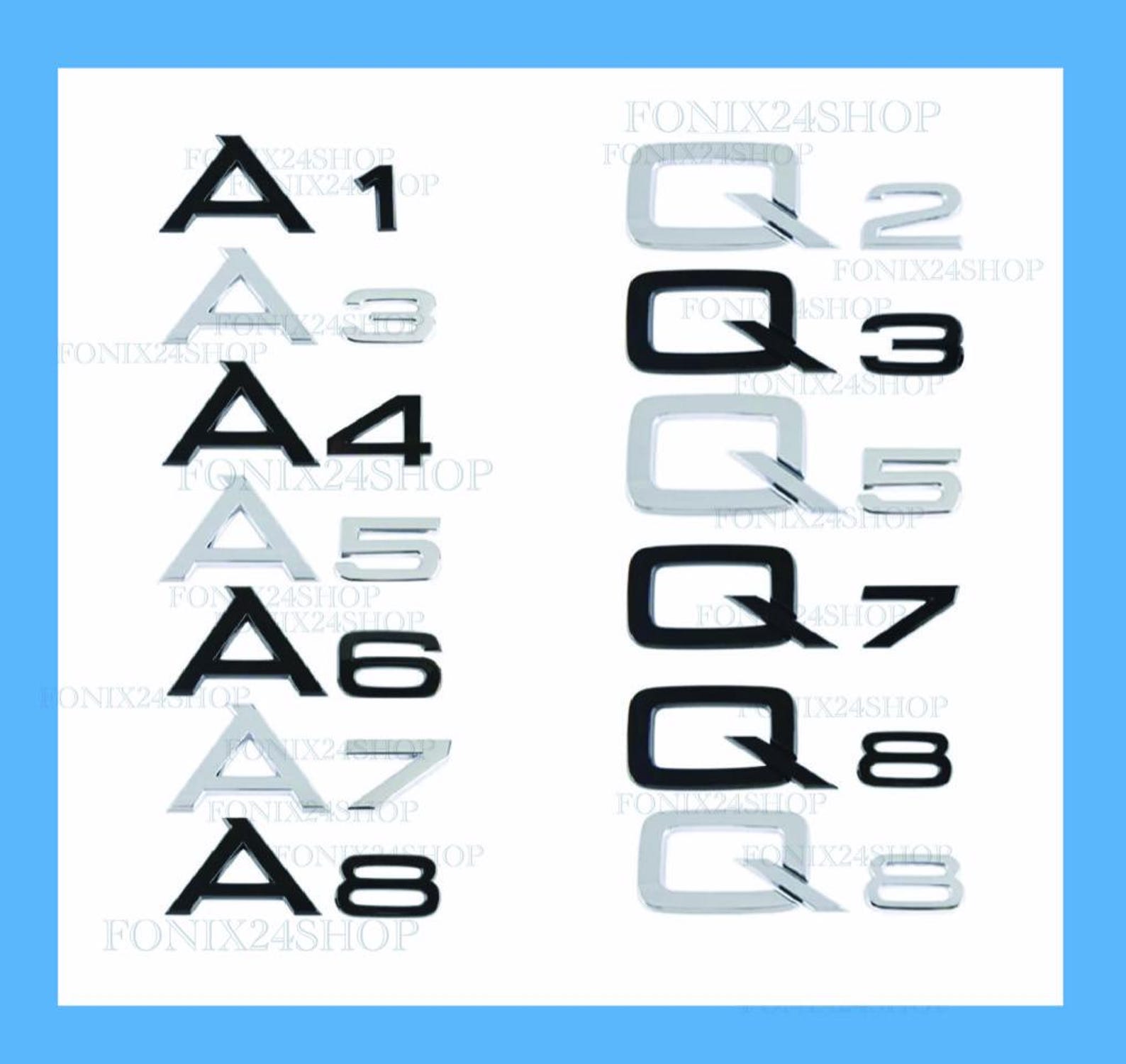 AUDI TDI Letters 3D Style Car Emblem & Numbers Chrome or Black Logo 1 ...