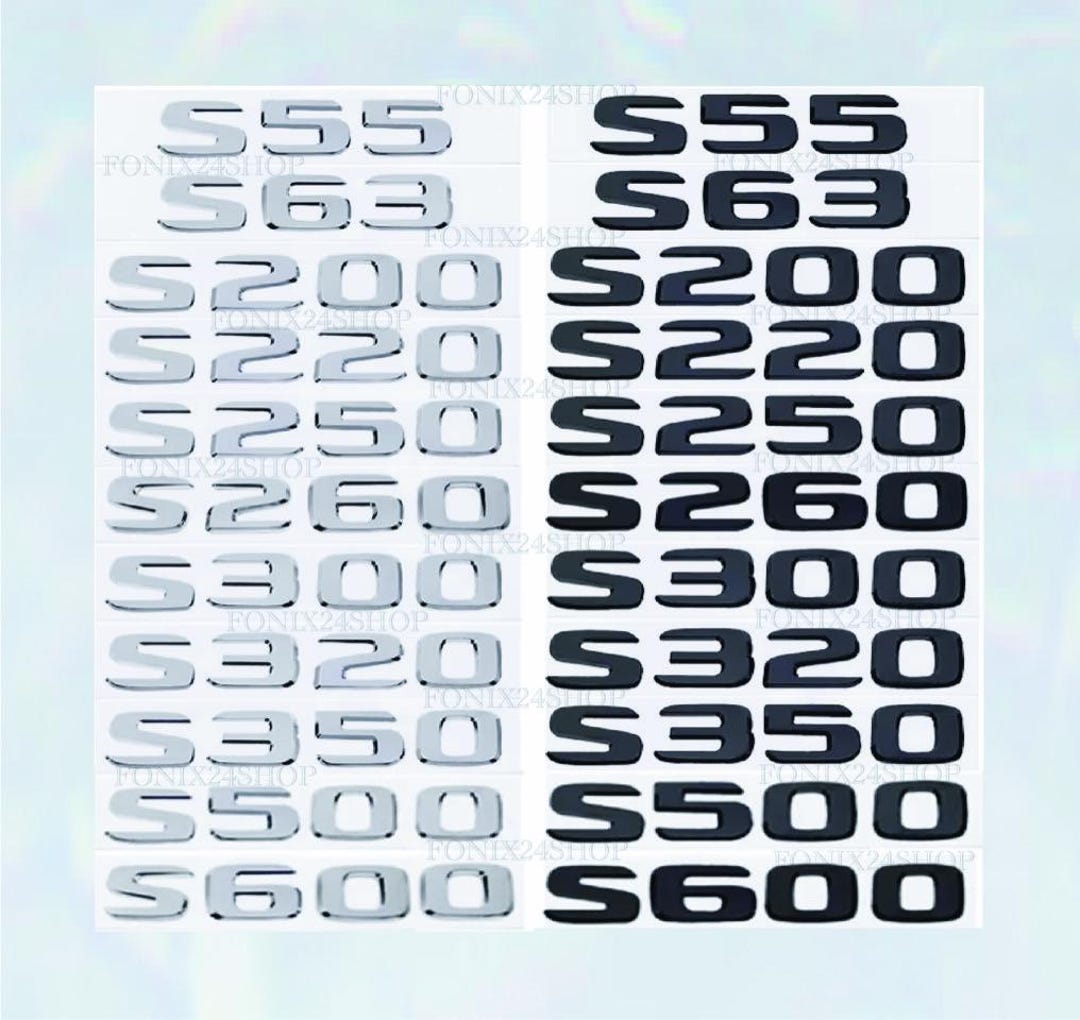 Mercedes S-class 2D Flat Car Emblem Letters & Numbers CHROME or BLACK ...