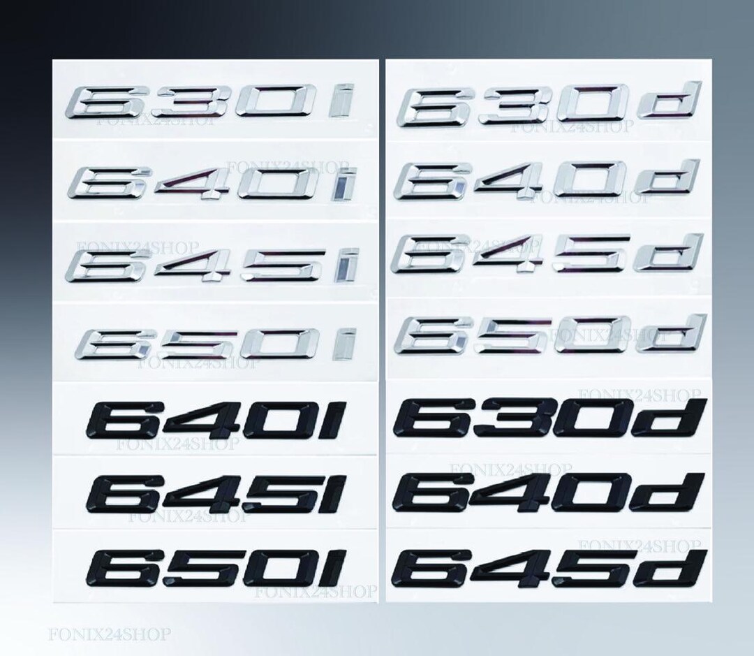 BMW 6 Series Letters 3D Style Car Emblem & Numbers Chrome/black Logo ...