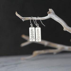 Evergreen Tree Earrings and Necklace in Sterling Silver • Hand Stamped ...