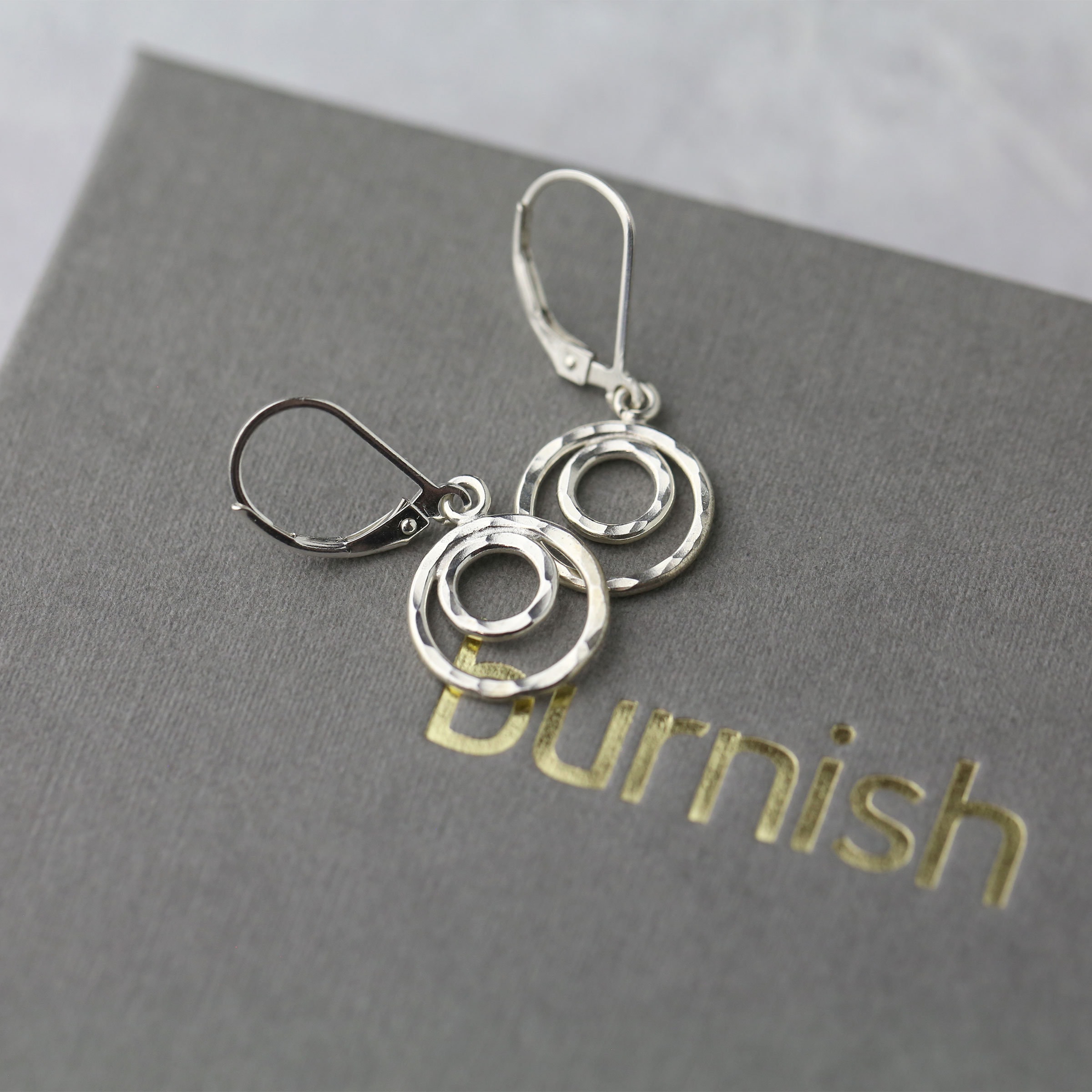 Double Circle Sterling Silver Lever-back Earrings • Simple Hammered ...