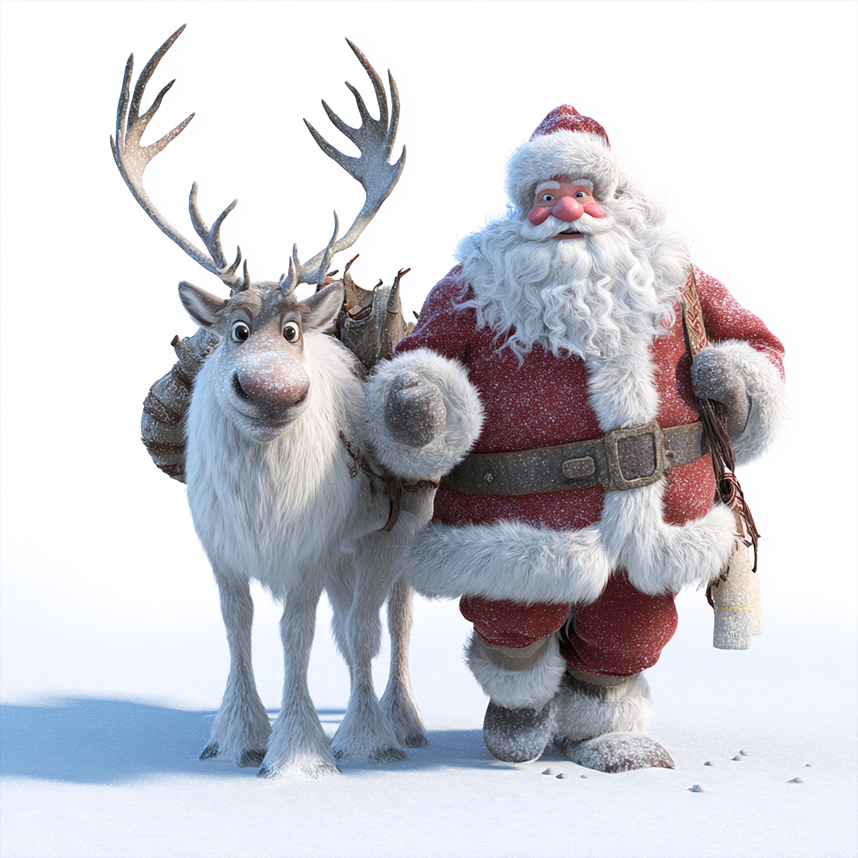 10 Whimsical Santa and His Reindeer Christmas Clipart Bundle , Holiday ...