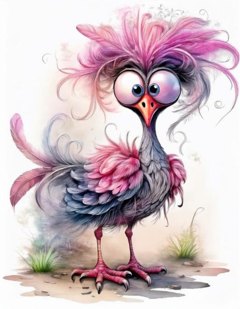 Whimsical Big Eye Birds Clipart, Funny Quirky Bird Art (digital ...