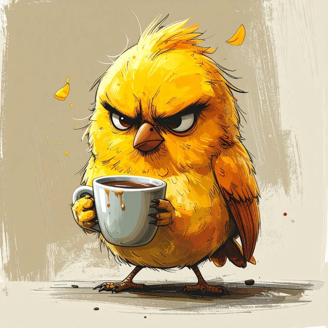 Annoyed Bird Drinking Coffee Clipart, Funny JPG (digital Download) - Etsy