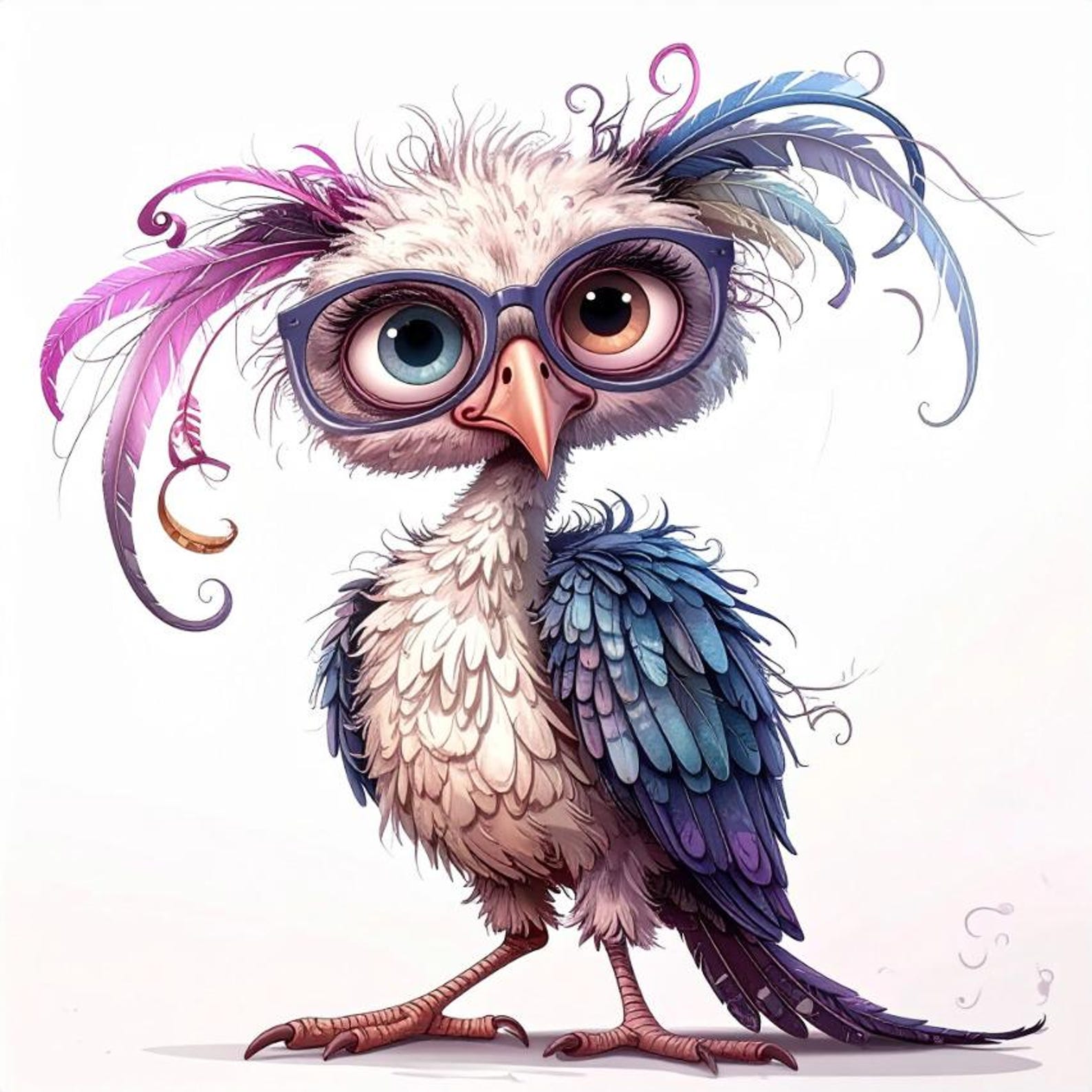 Whimsical Big Eye Birds Clipart, Funny Quirky Bird Art (digital ...