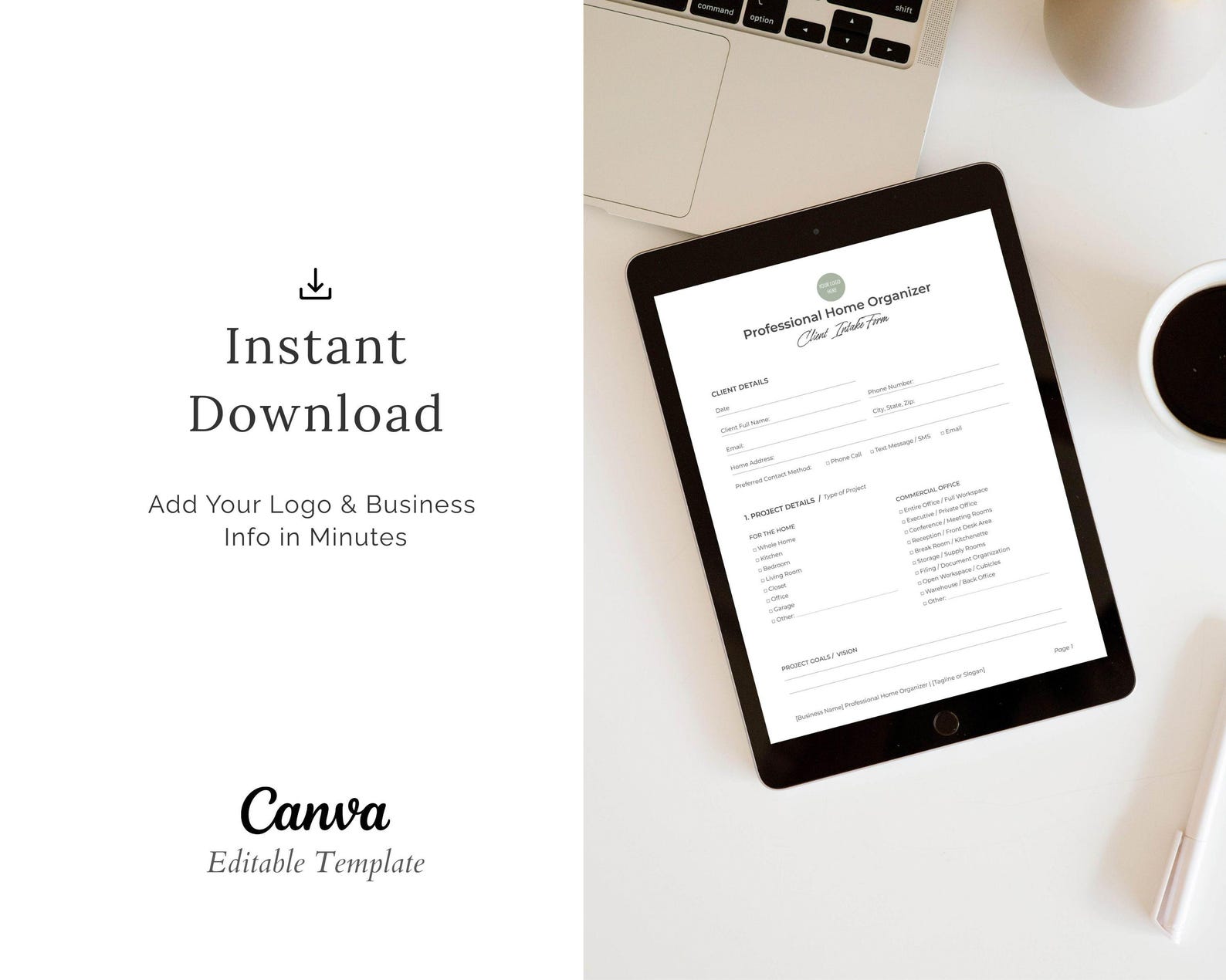 Home Organizer Business Forms Bundle, Client Intake, Contract (canva ...