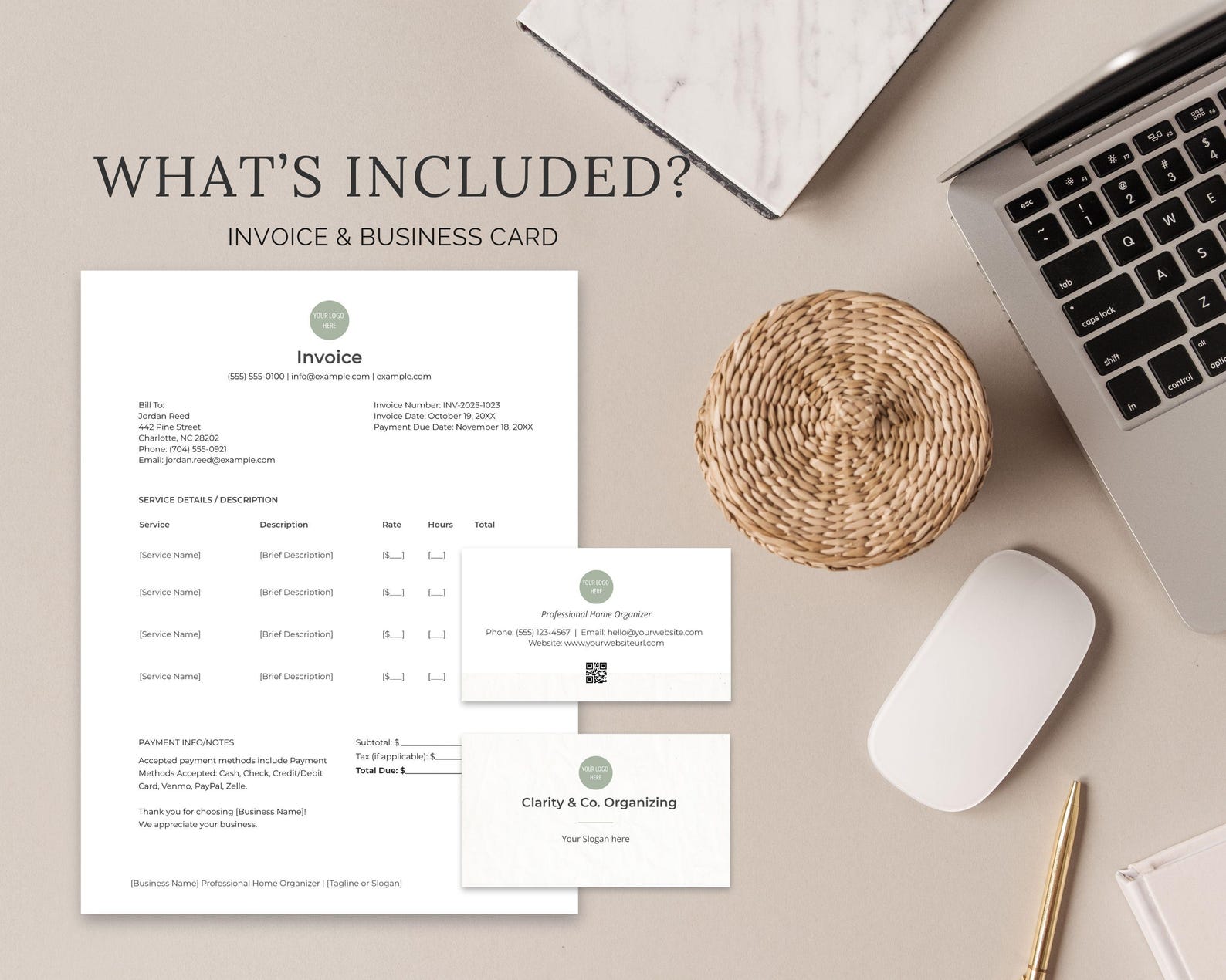 Home Organizer Business Forms Bundle, Client Intake, Contract (canva ...