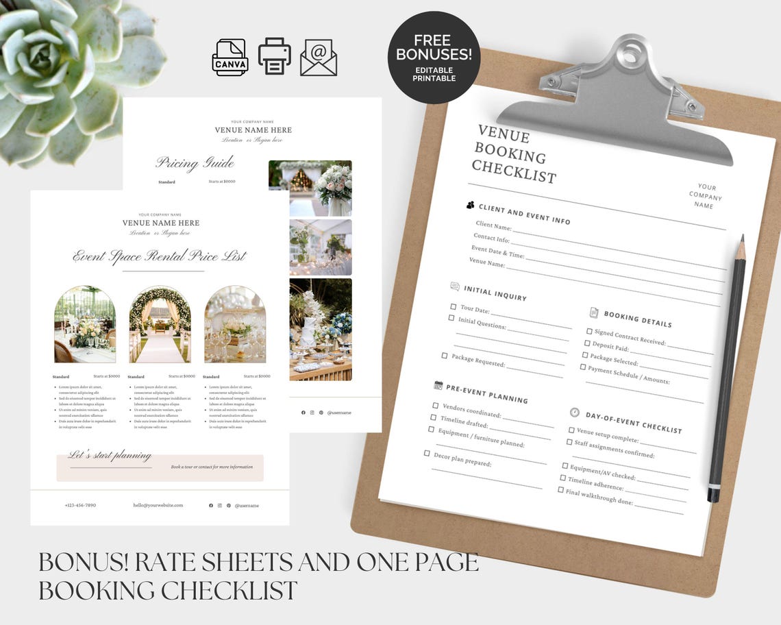 Wedding Venue Rental Guide Template, Editable in Canva (instant ...