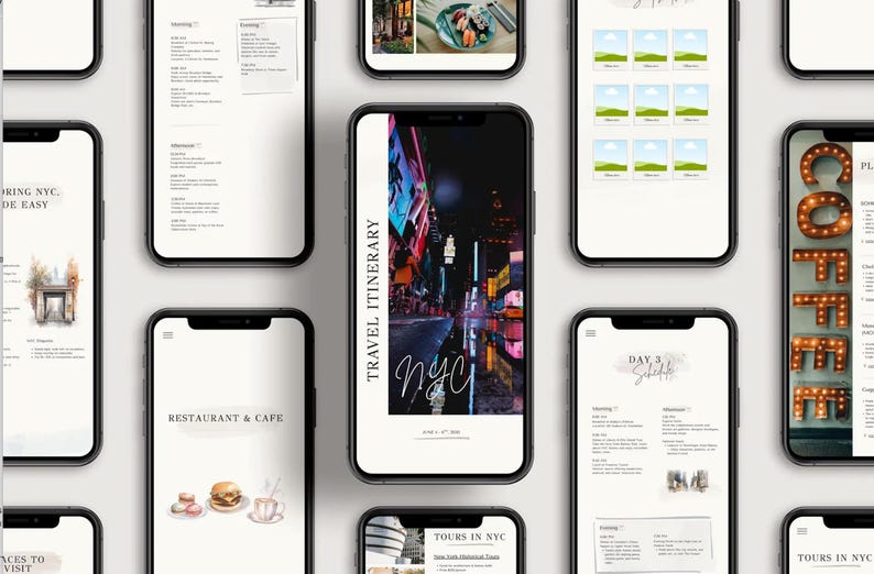 NYC Travel Itinerary Template | Watercolor Travel Planner | Modern ...