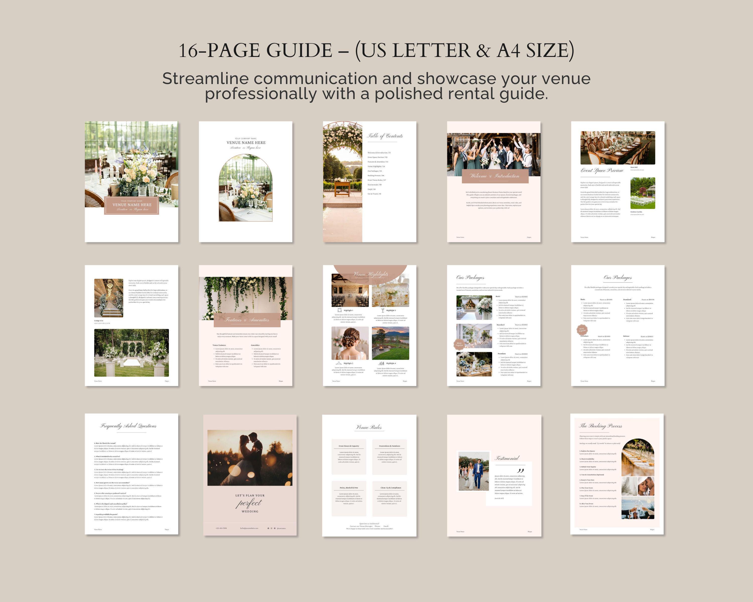 Wedding Venue Rental Guide Template, Editable in Canva (instant ...