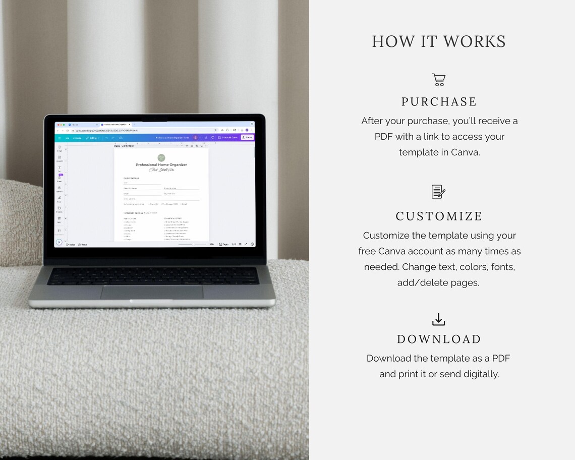 Home Organizer Business Forms Bundle, Client Intake, Contract (canva ...