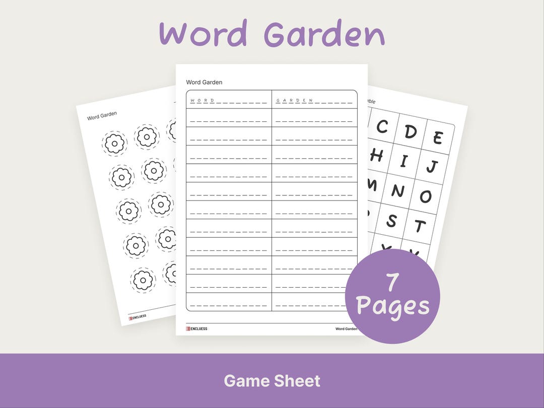 Word Garden Game, Printable Family Activity (digital Download) - Etsy ...