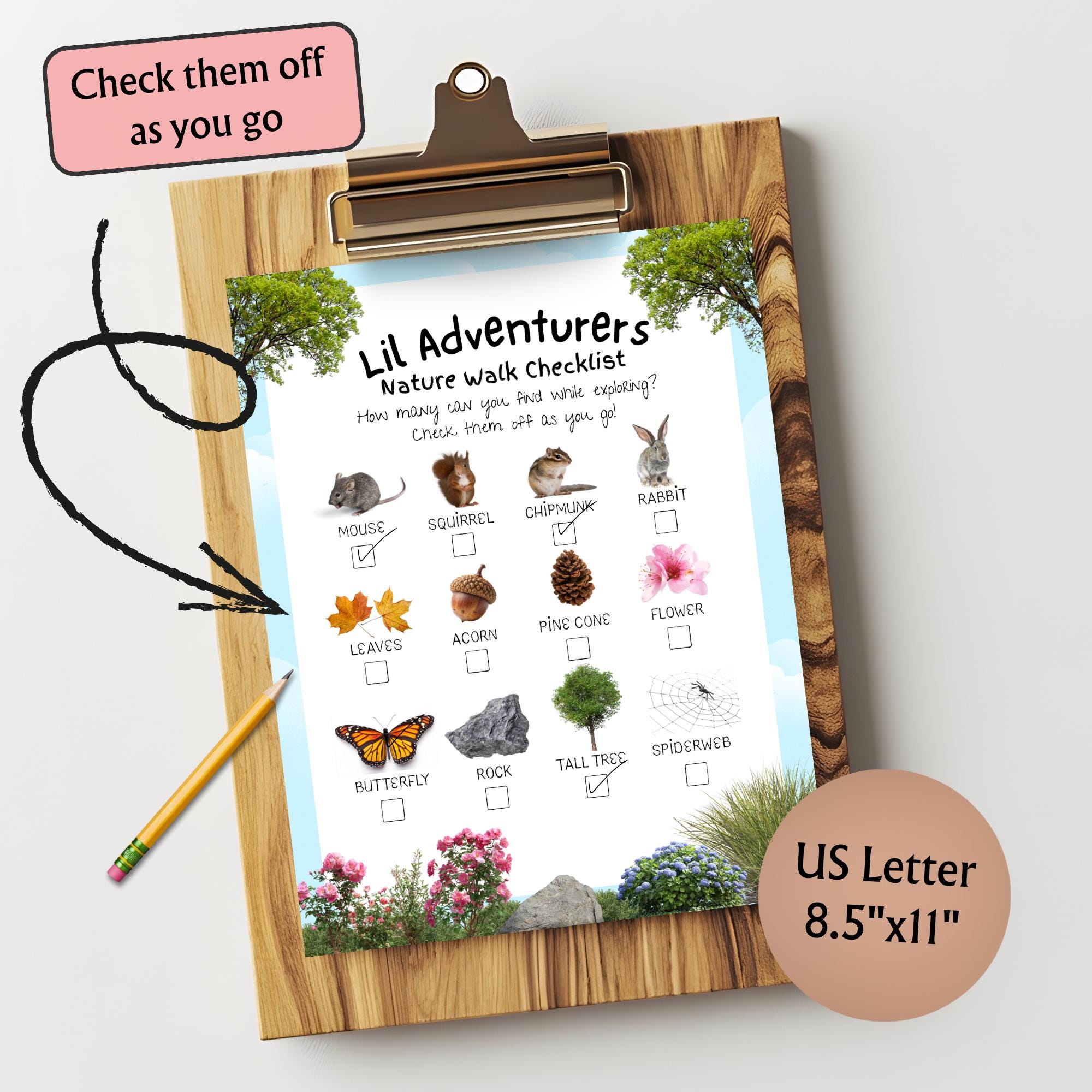 Nature Walk Checklist, Kids Scavenger Hunt Printable, Camping + Hiking ...