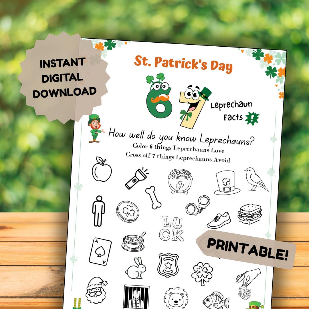 67 Leprechaun Facts Coloring Game, St Patrick’s Day Printable Activity ...
