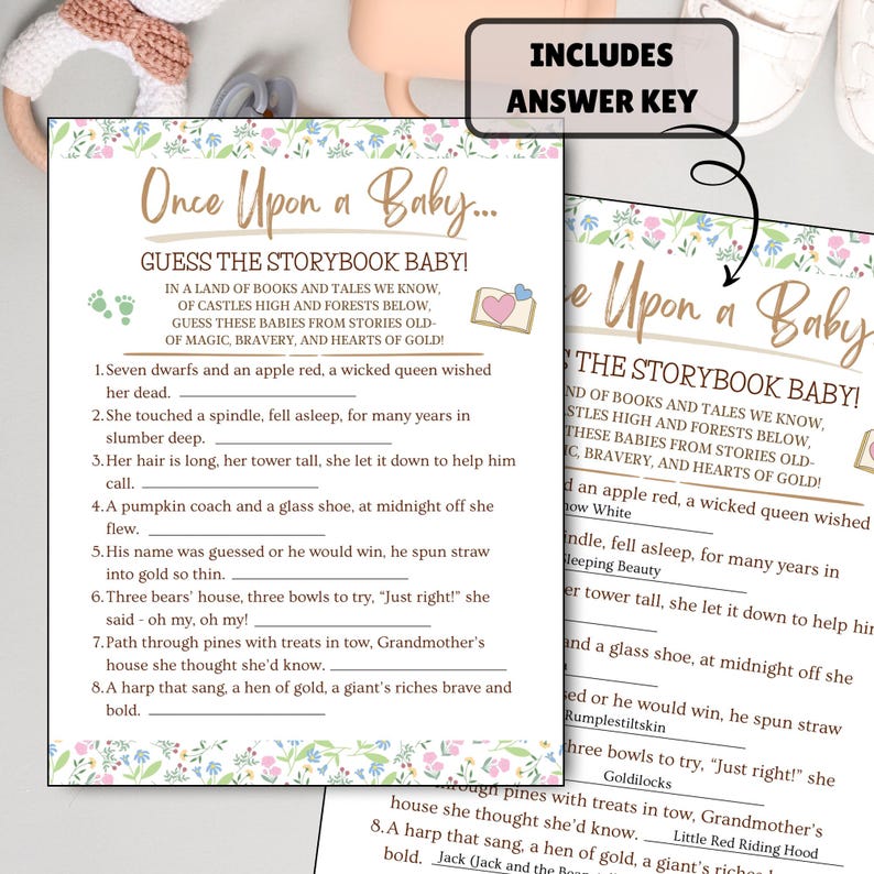 Goose Storybook Baby Shower Games, 2 Game Bundle, Baby Predictions ...