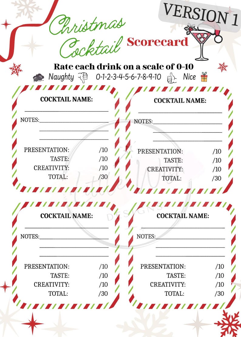 Christmas Cocktail Contest Scoreboard, Christmas Cocktail Competition ...