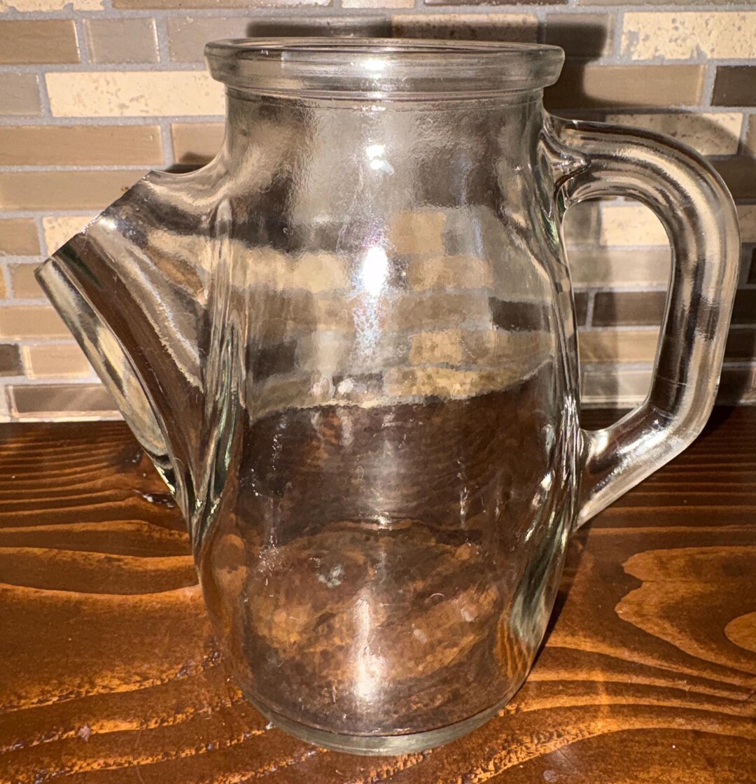 Vintage Clear Glass Pitcher | Snub Nose Design | Westmoreland or ...