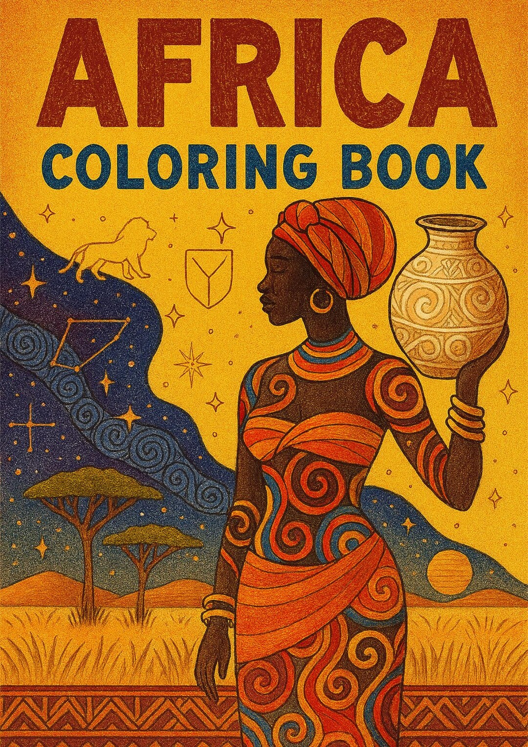 African Tribal Mask Coloring Book – Savanna Scenes, Meditative Art (PDF ...