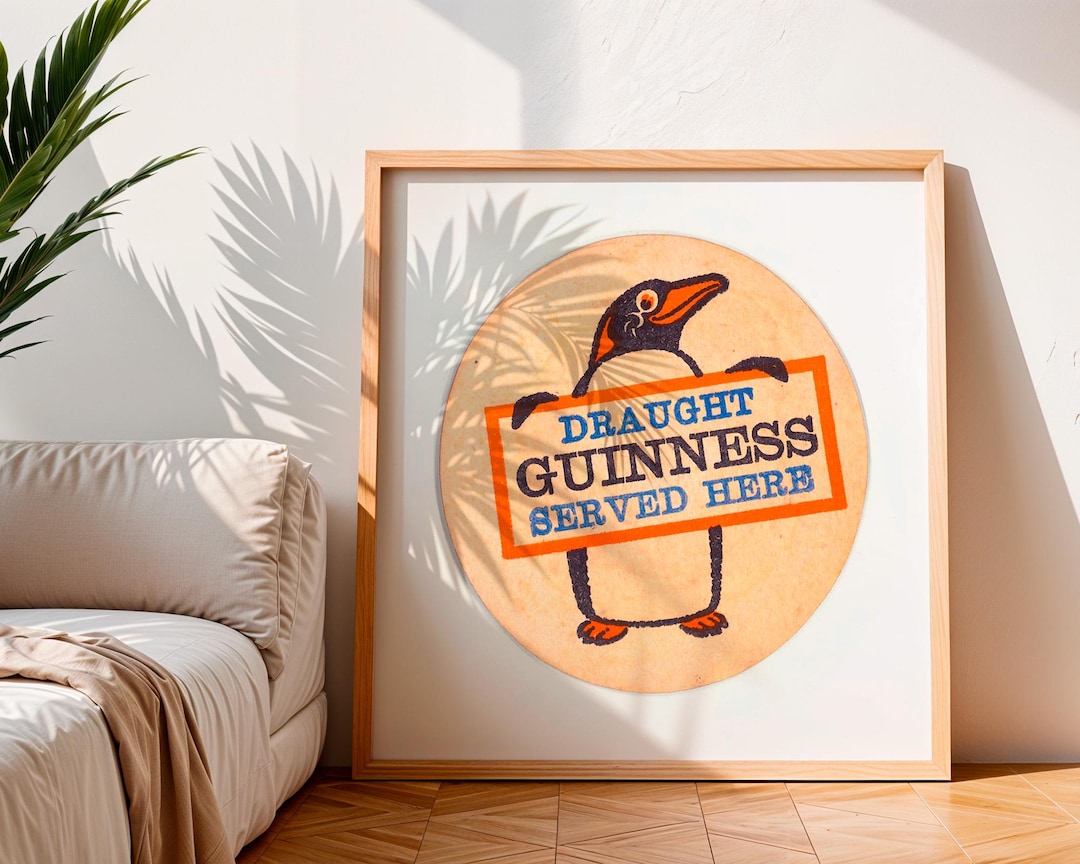 Guinness Penguin - Vintage Beer Mat – 1960s Poster – Wall Art – Giclée ...